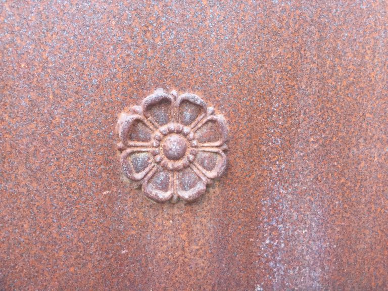 Single metal flower on rusty wall | Free Textures